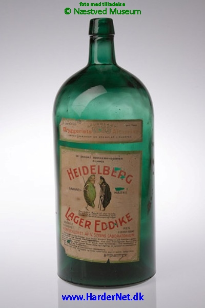 "HEIDELBERG LAGER EDDIKE" FLASKE - Kastrup Glasværk, Hellerup Glasværk 1905